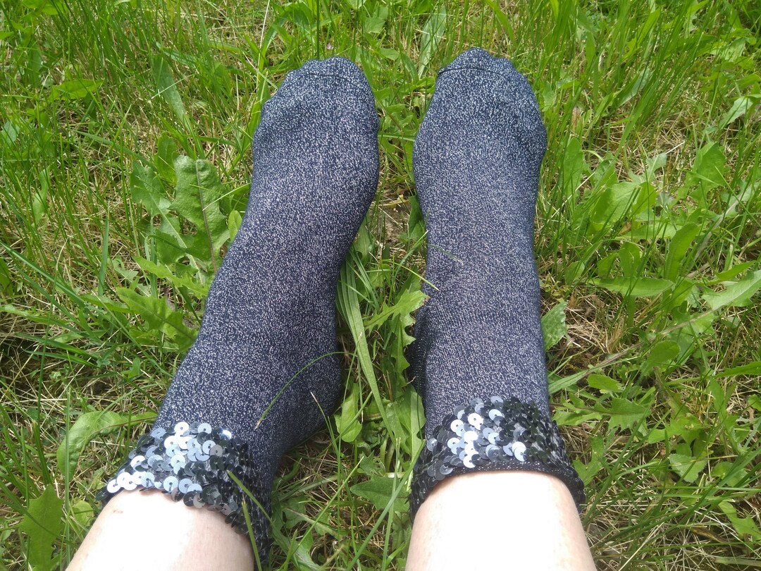Cotton Sequin Socks. Lurex Cute Funny Novelty Cool Glitter Ankle Socks ...