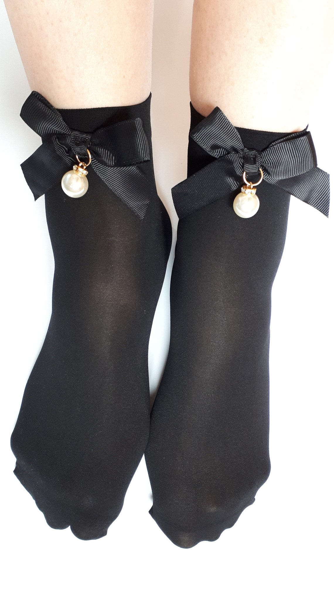 Cute Socks. Novelty Black Spandex Cool Sock With Ribbon and - Etsy