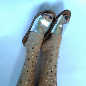 Tulle Socks. Sheer Trasparent Rhinestone Glitter Tights. Christmas Gift ...