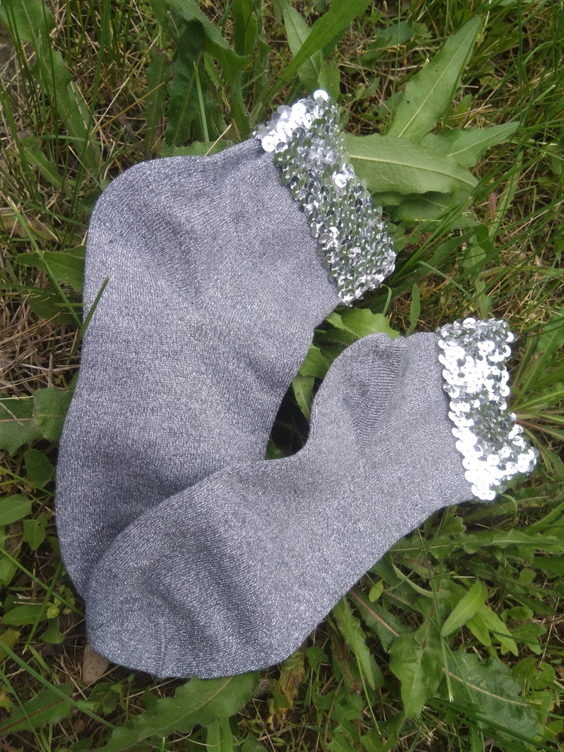 Silver Socks. Embellished Cotton Cute Funny Novelty Sequin - Etsy