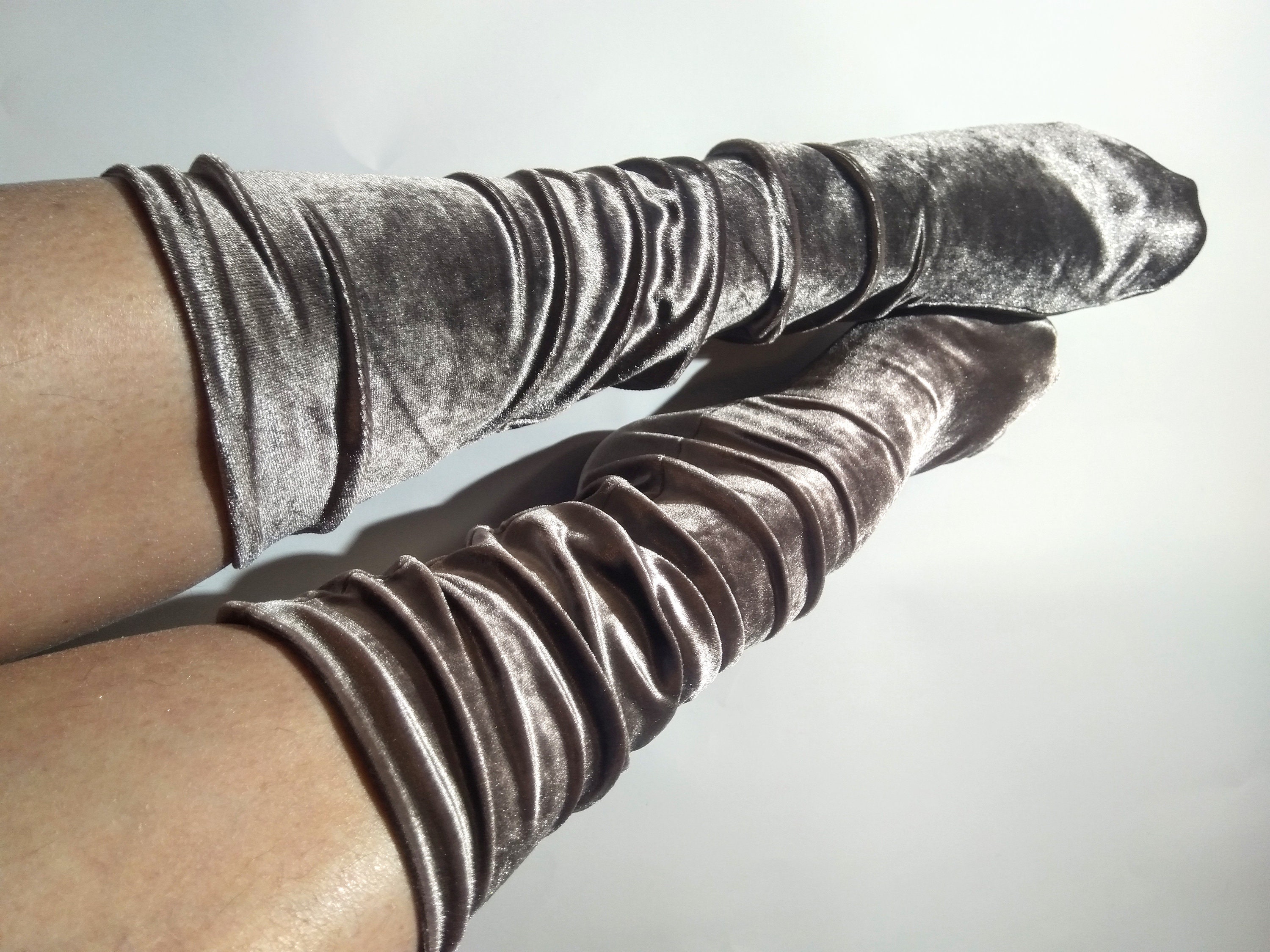 Velvet Socks. Cute Novelty Cool Boot Shiny Gray Glitter Winter | Etsy