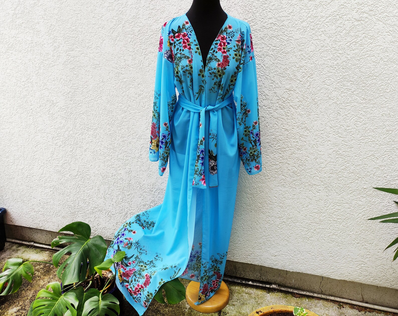 Sky Blue Chiffon Kimono Robe. Coctail Party Novelty Casual - Etsy