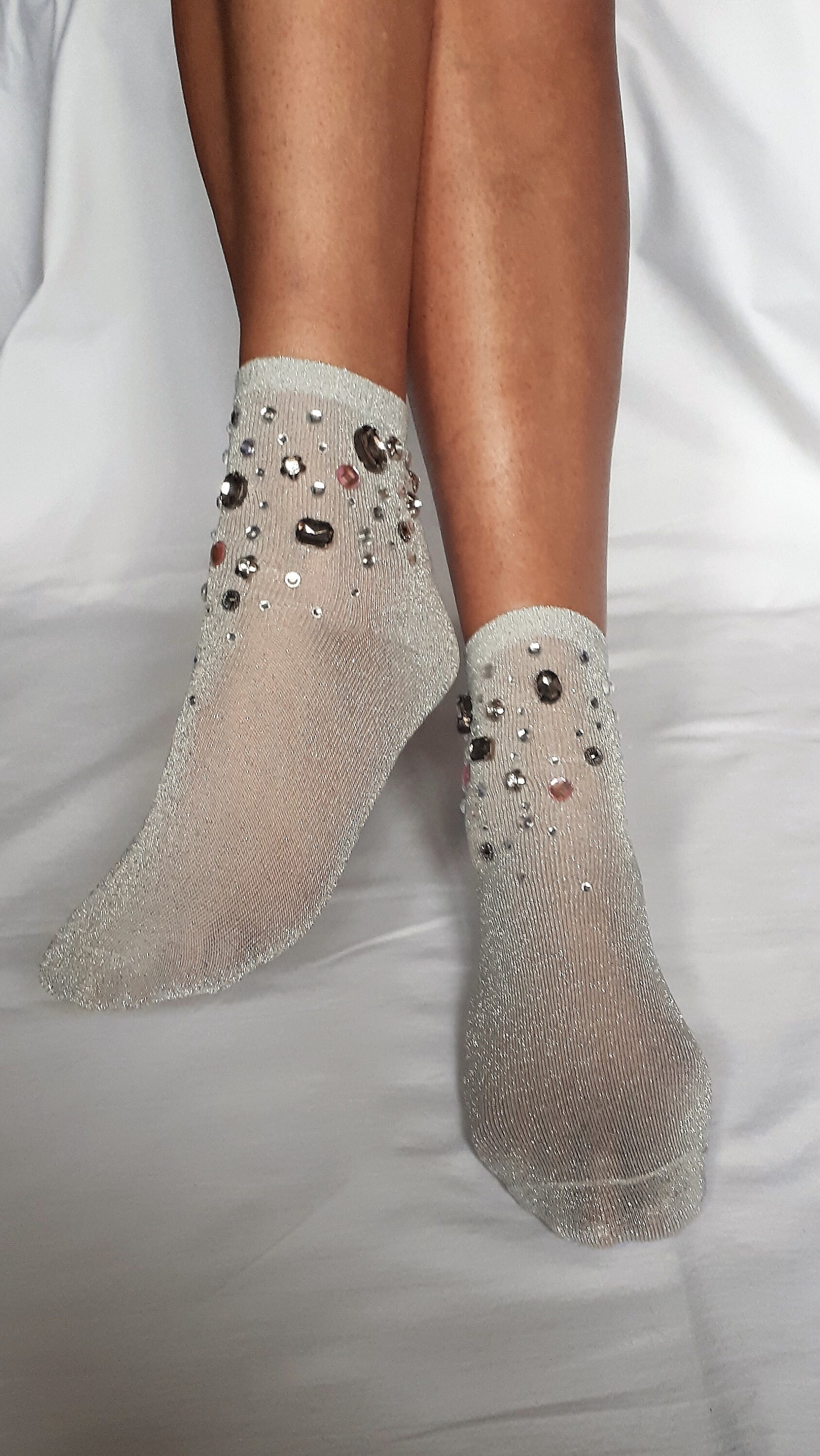 Silver Socks. Cotton Lurex Cute Funny Novelty Socks. New Year | Etsy