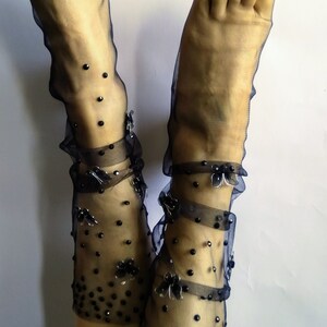 Tulle Socks. Sheer Cute Rhinestone Sparkle Transparent Cool Butterflies ...