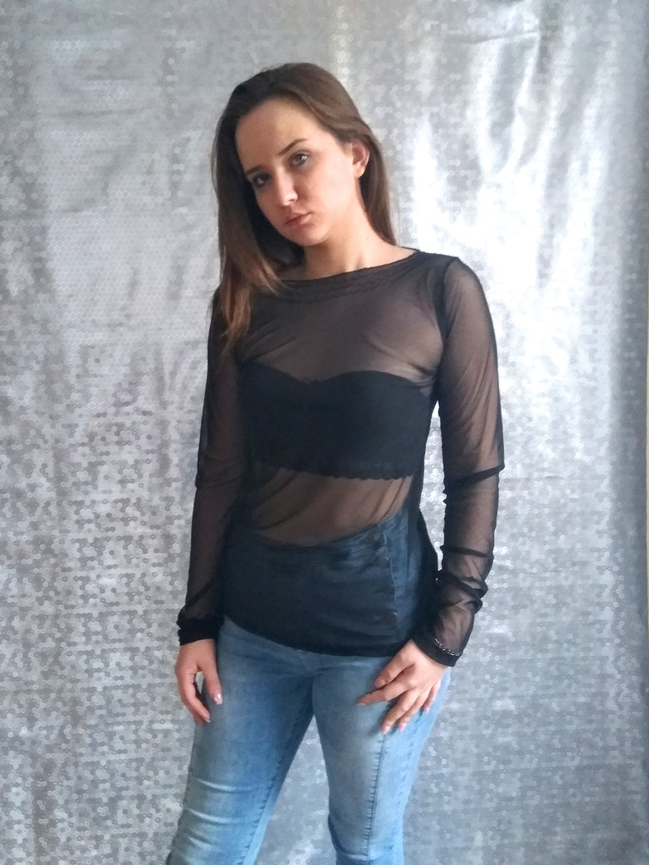 Mesh Sheer Top Blouse. Sexy Transparent Tulle Bodysuit Blouse. Luxury ...