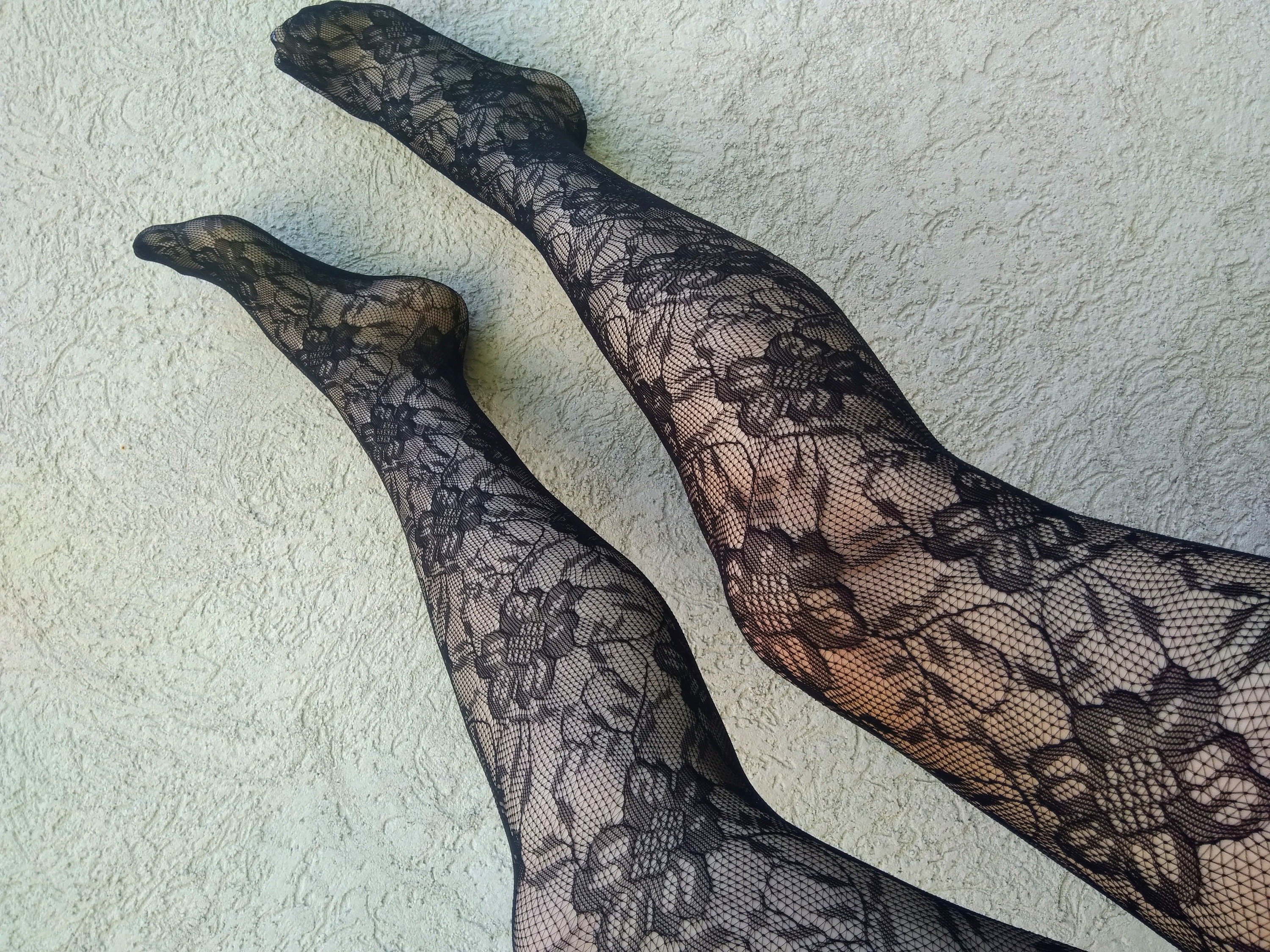 Womens Knitted Lace Tights. Strech Lace Sexy Mesh Gothic - Etsy