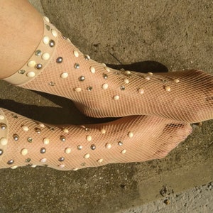 Fishnets Tights. Embellished Rhinestone Sparkle Cute Novelty Socks ...