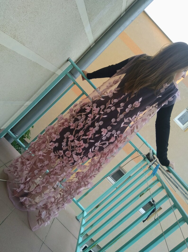 Lace Robe Sheer Tulle Lace Pink 3d Coctail Party Kimono Etsy