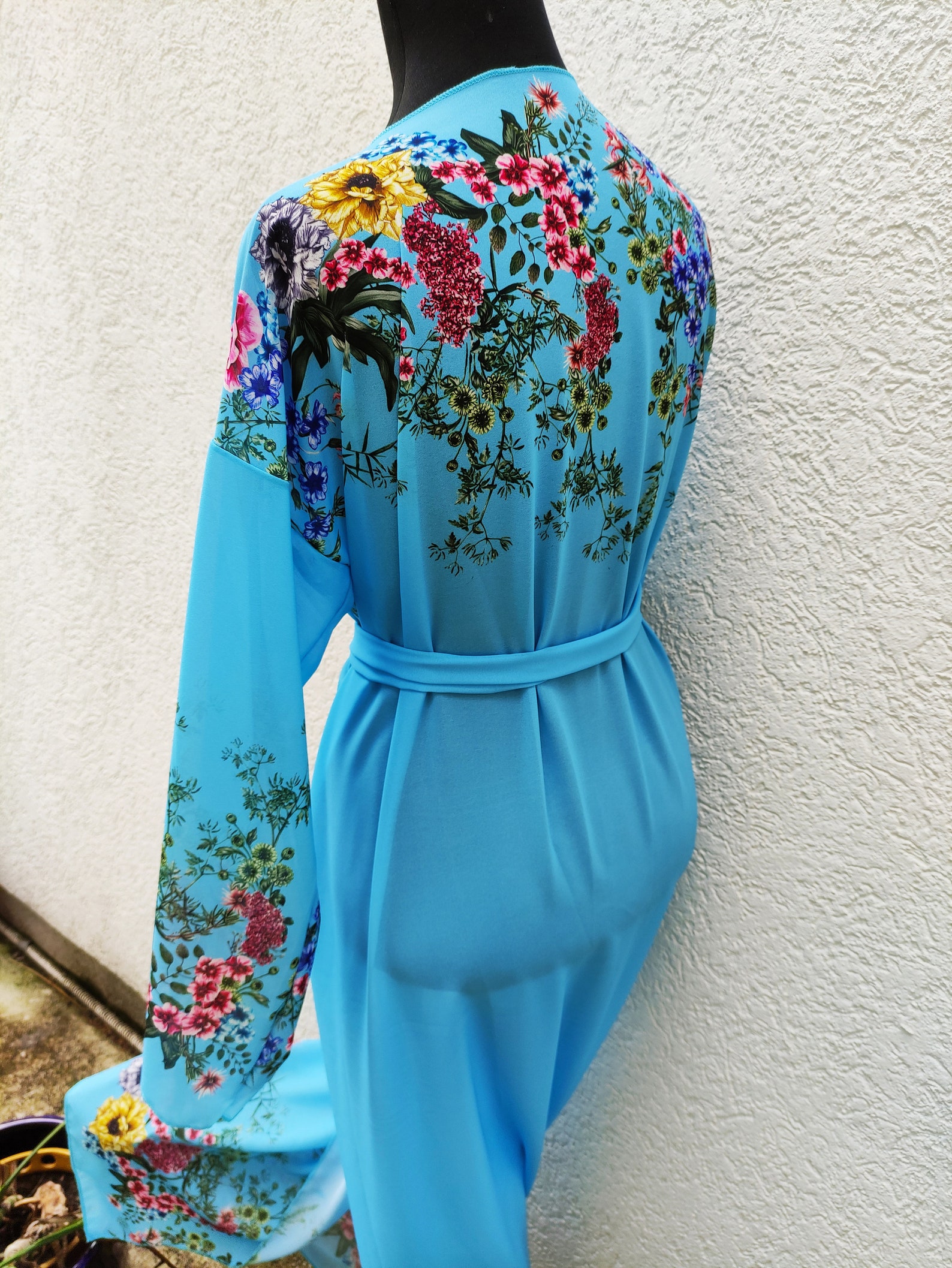 Sky Blue Chiffon Kimono Robe. Coctail Party Novelty Casual - Etsy