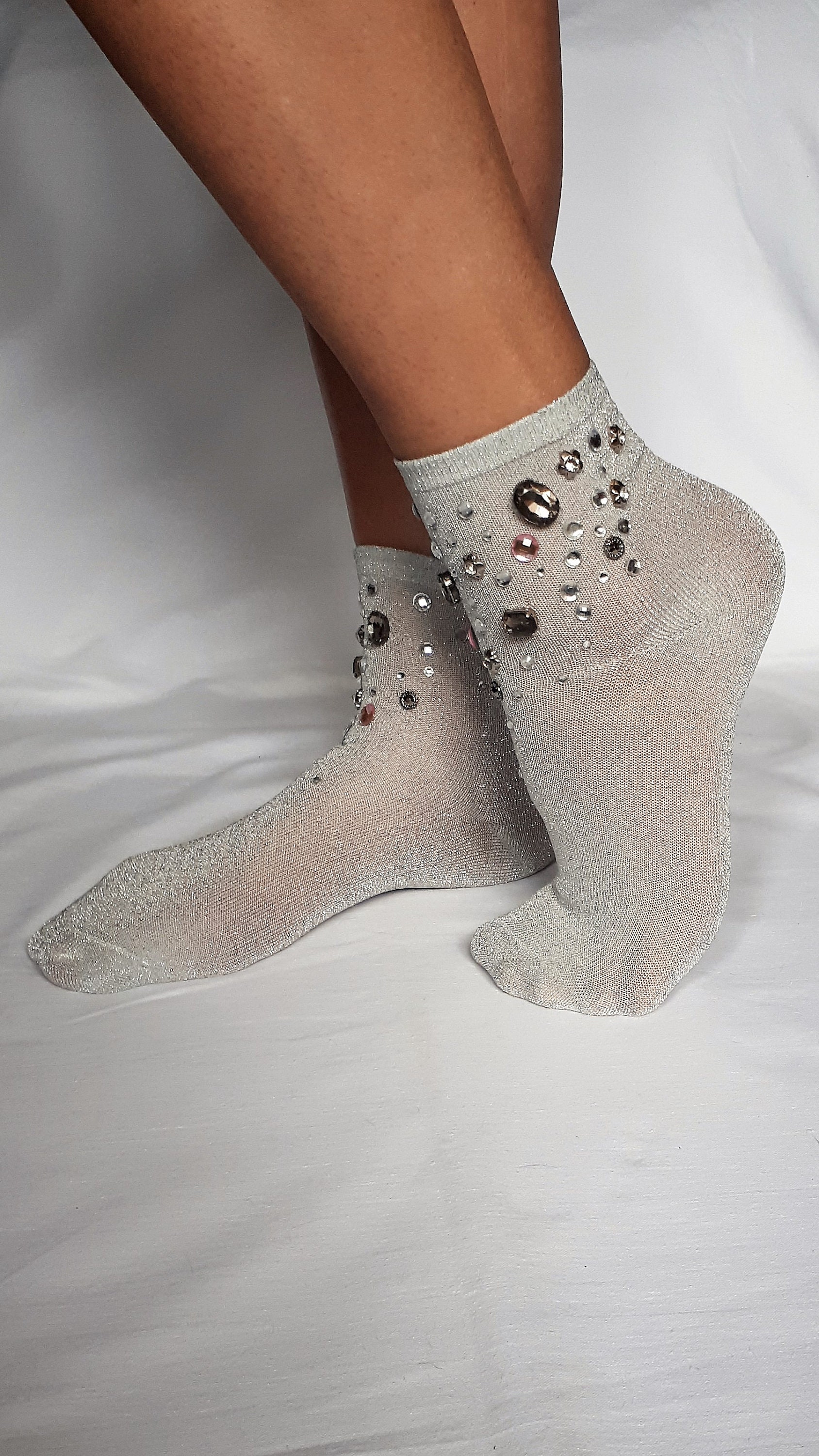 Silver Socks. Cotton Lurex Cute Funny Novelty Socks. New Year | Etsy