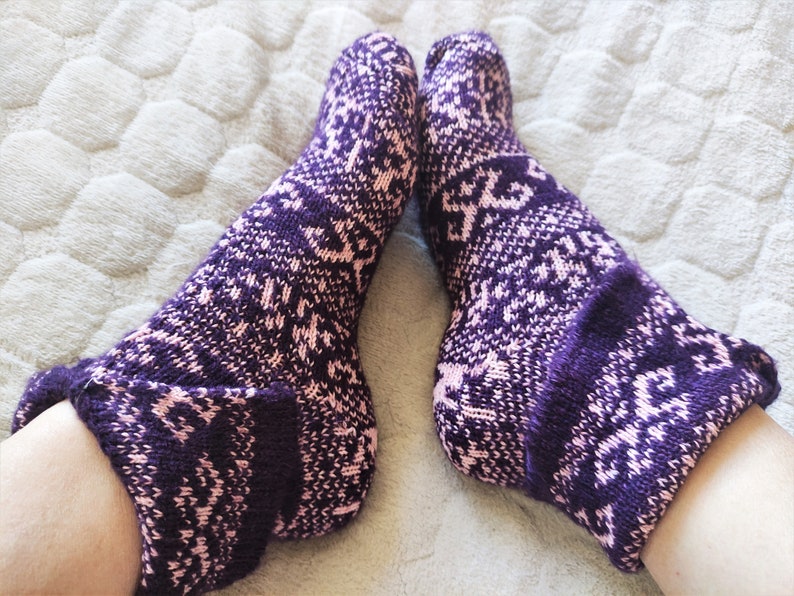 Knitted Alpaca Wool Socks Set: Snowflake Winter Warmth - Etsy