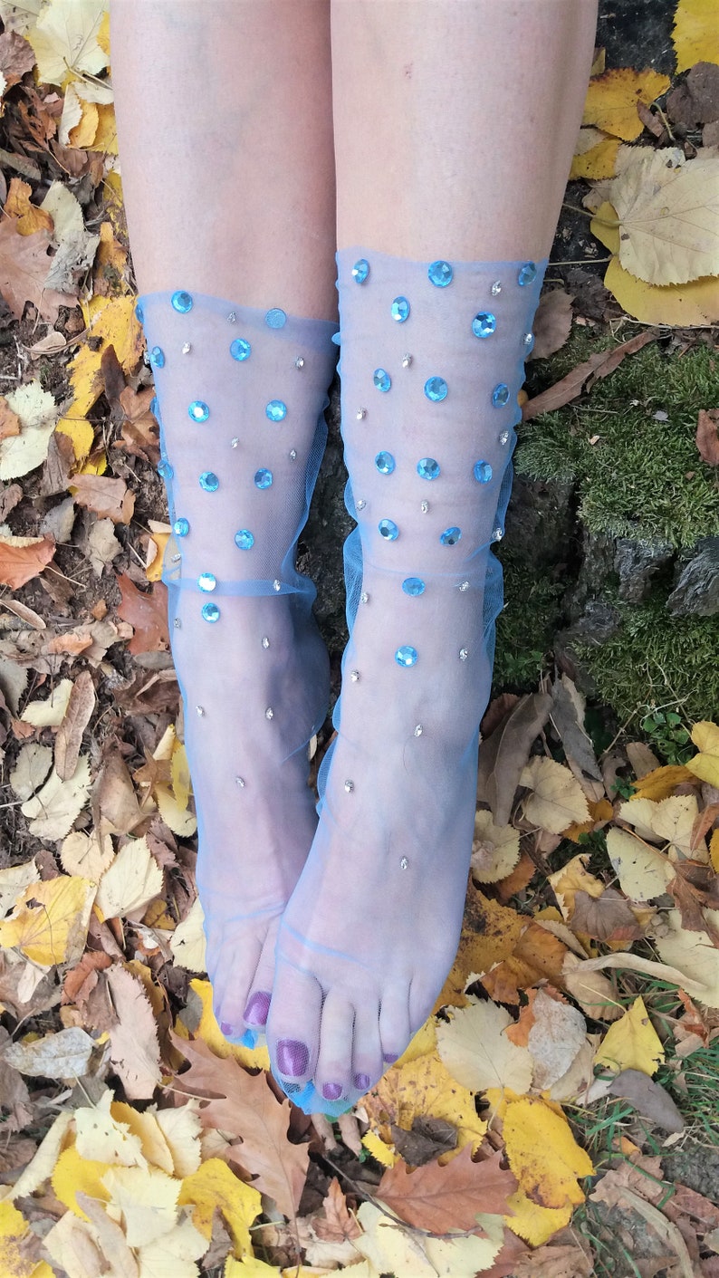 Blue Tulle Socks: Sheer Sparkle Novelty Socks - Etsy
