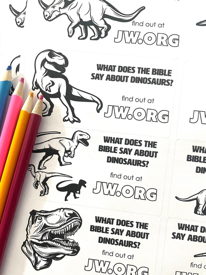 Jw.org Printable Stickers JW Dinosaur Stickers Coloring - Etsy