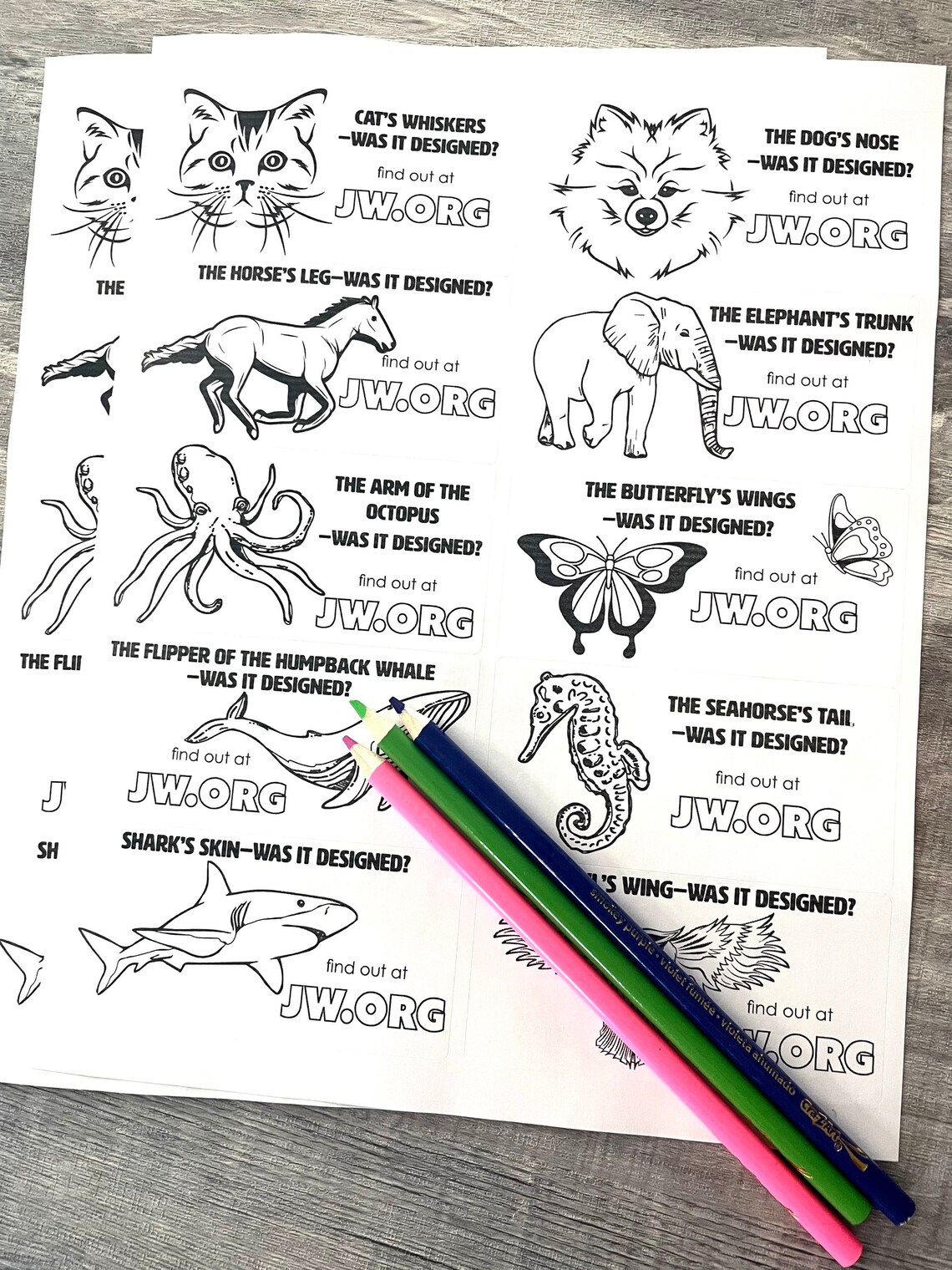 JW Printables, JW Letter Writing Stickers, Was It Designed Animal ...