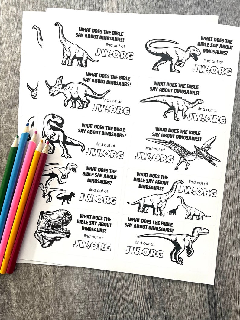 Jw.org Printable Stickers JW Dinosaur Stickers Coloring - Etsy