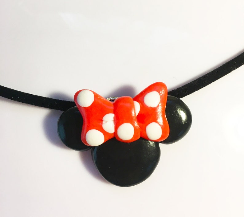 Minnie Mouse Pendant, Necklace Gift, Cartoon Pendant, Clay Jewelry ...