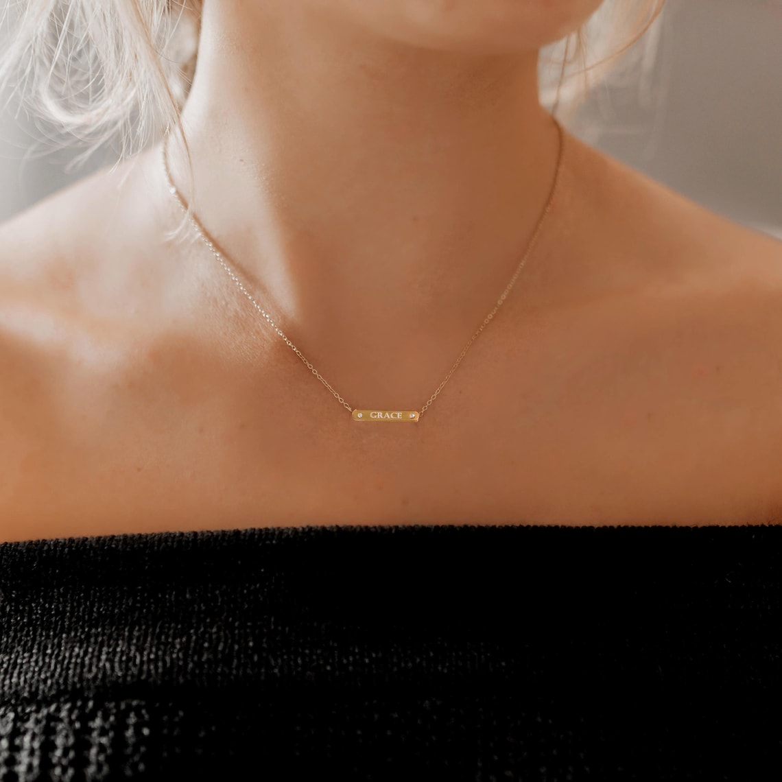 TINY Gold Bar Necklace Mini Bar Necklace Tiny Skinny Bar | Etsy