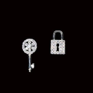 Padlock and Key Earrings, Diamond CZ Lock Earrings, Key Earrings, CZ ...