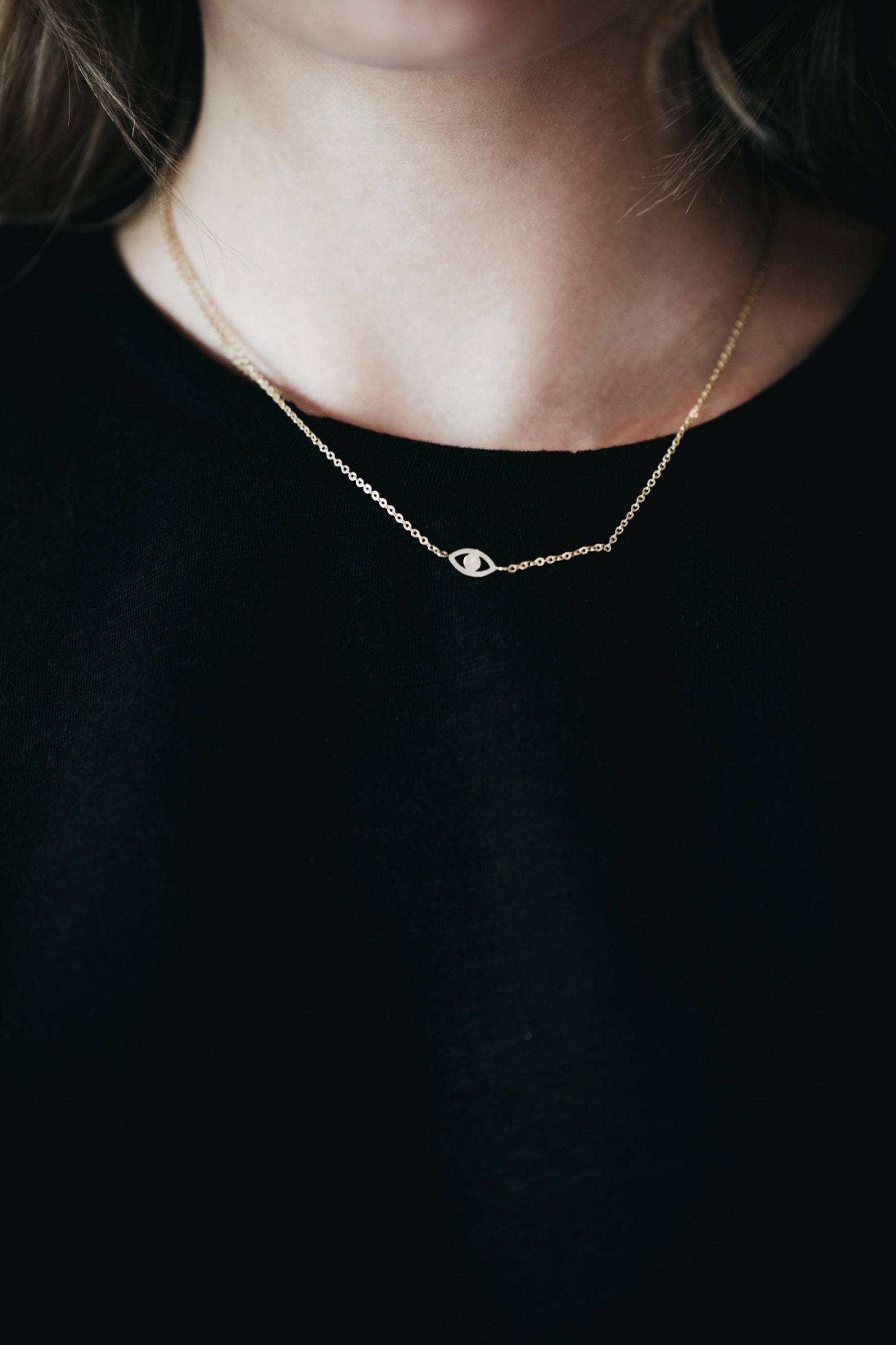 Tiny Evil Eye Necklace Mini Evil Eye Gold Pendant Necklace | Etsy