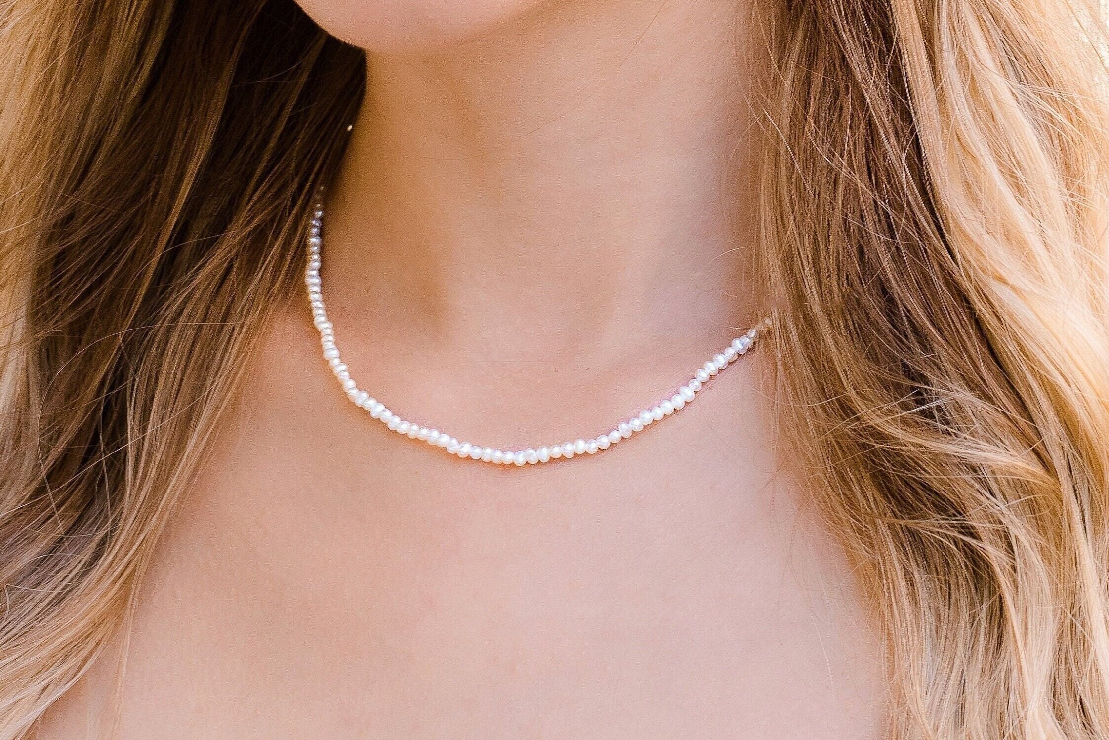 Tiny Freshwater Pearl Necklace Minimalist Jewelry Dainty - Etsy