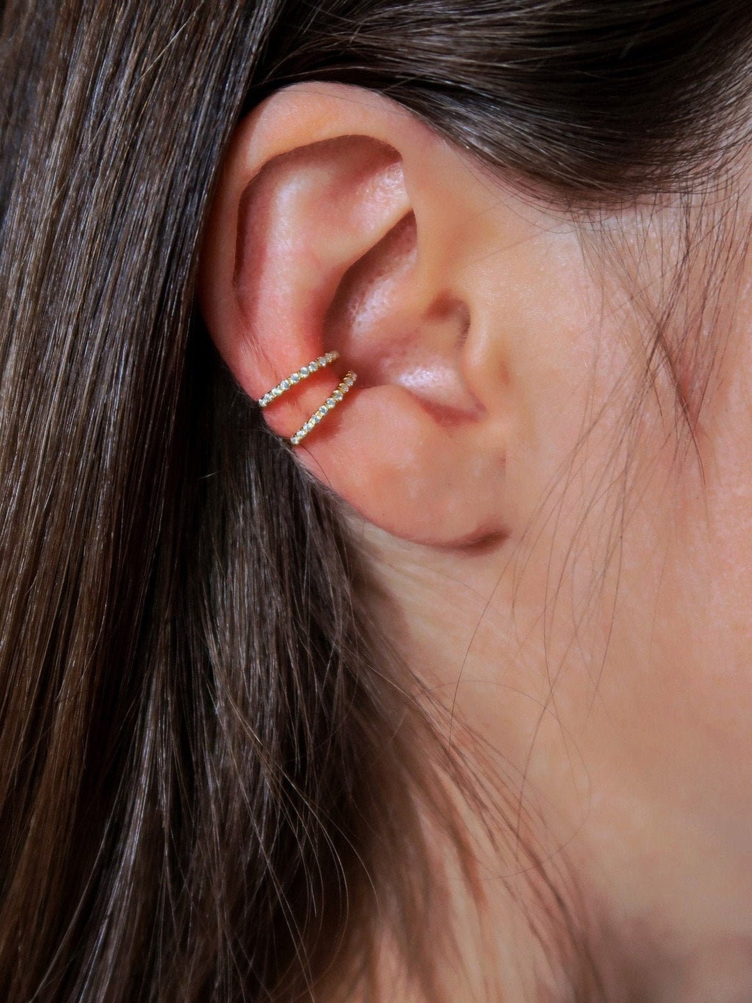 Dainty Pave Thin Ear Cuff, Tiny Diamond CZ Micro Pave Conch Earring, No ...