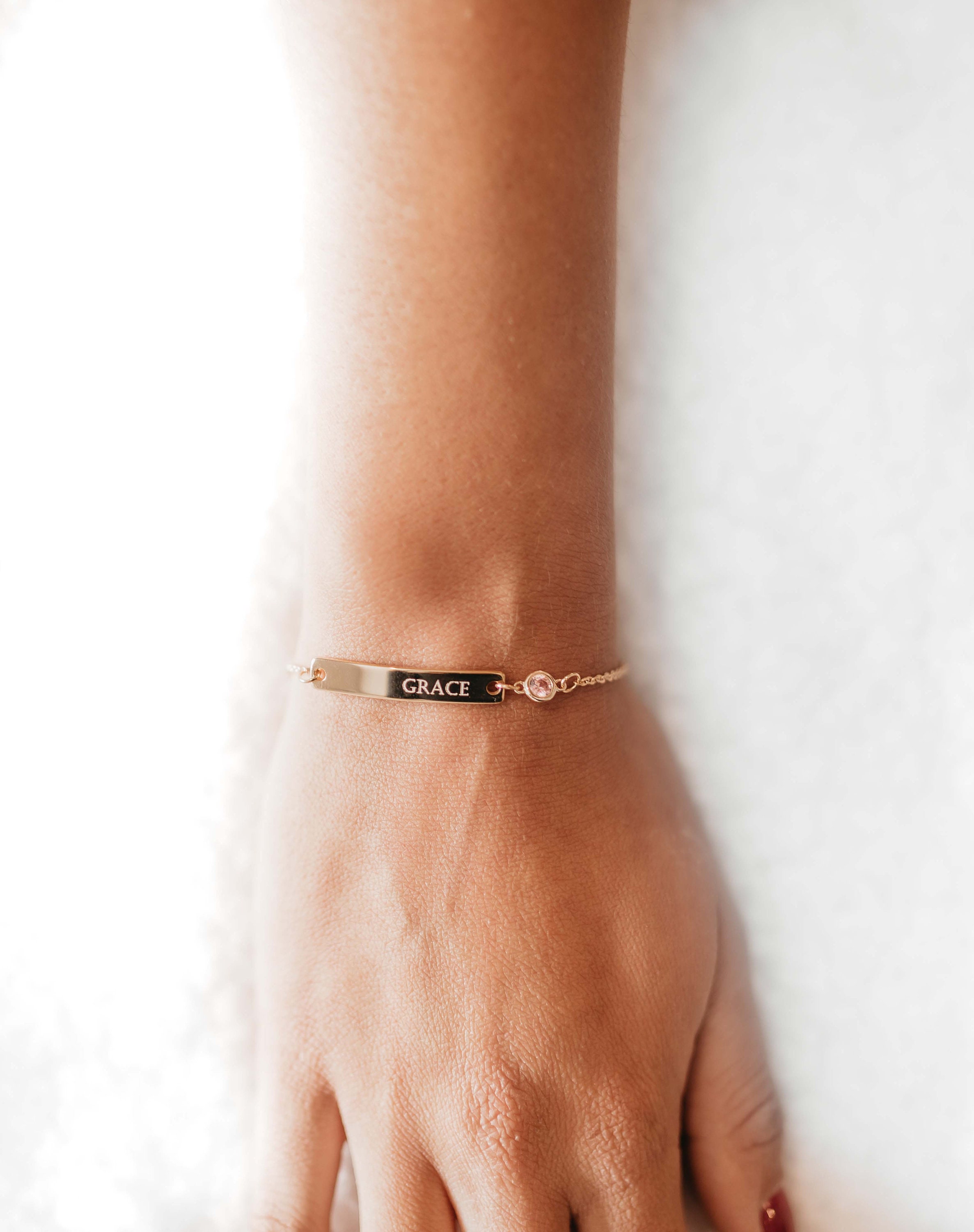 Gold Bar Bracelet Personalized / Personalized Birthstone | Etsy