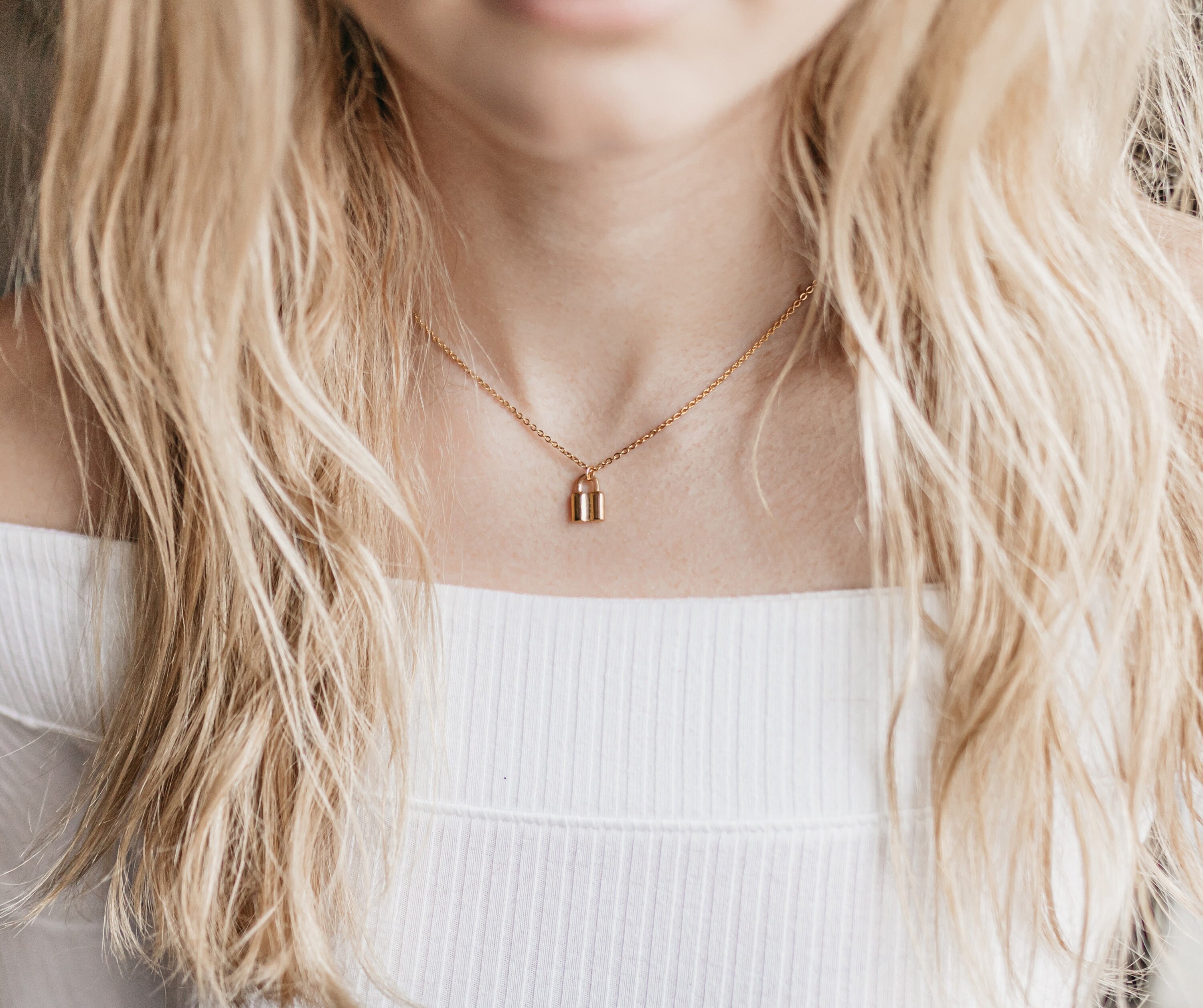 Dainty Gold Lock Necklace / Tiny Lock Necklace / Gold Filled | Etsy