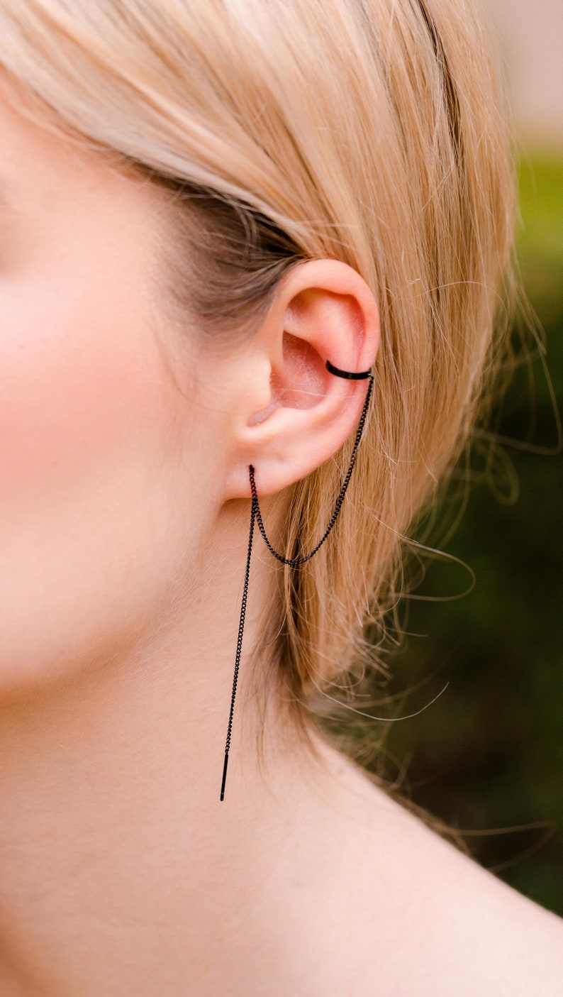 Ear Cuff Chain Earrings Long Chain Threader Earring Chain - Etsy