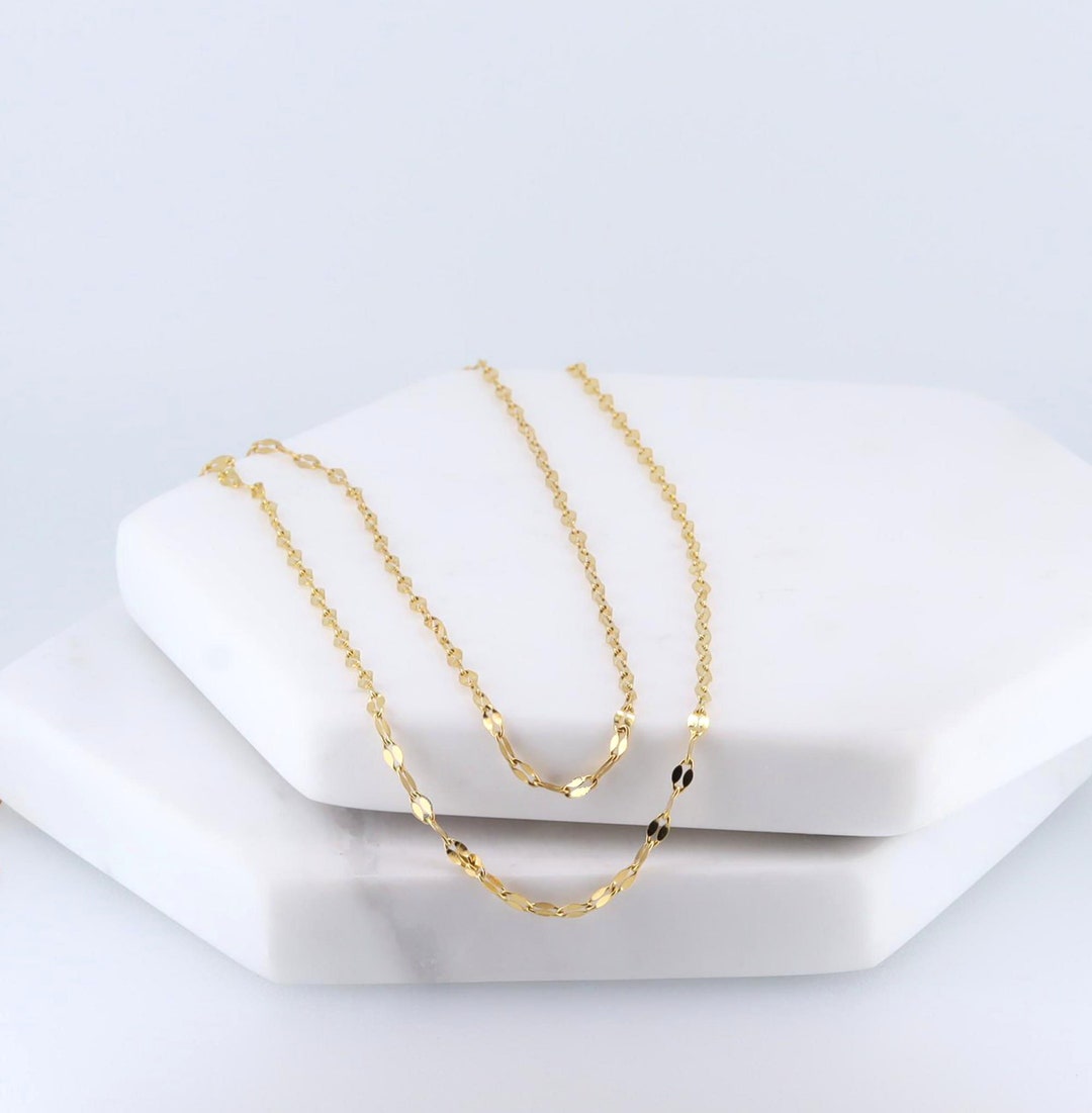 Gold Shimmer Sequin Necklace, Mirror Glitter Chain Choker, Gold Filled ...