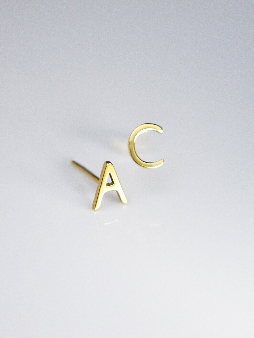 Gold Initial Stud Earrings Initial Earrings Name Letter Earrings ...
