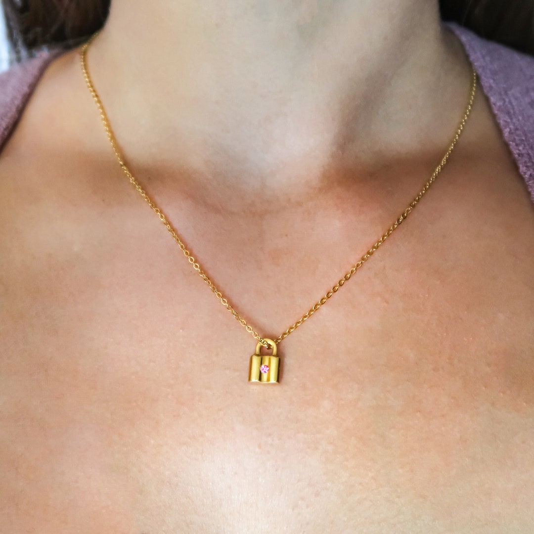 Gold Lock Necklace, Gold Padlock Necklace, Lock Jewelry, Padlock ...