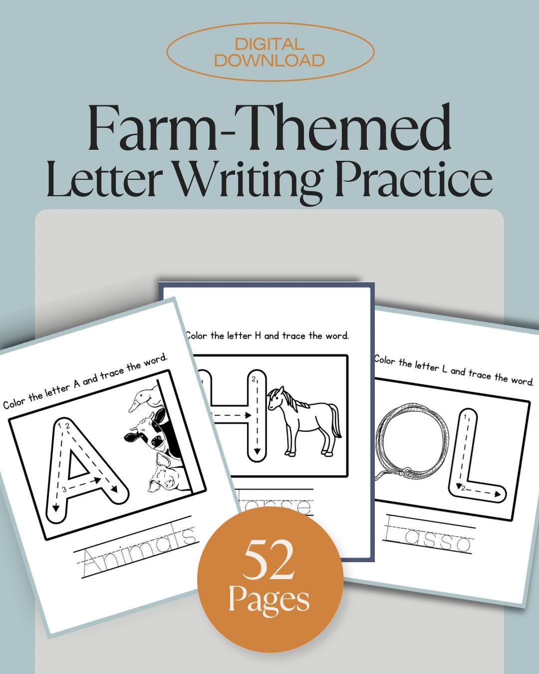 Farm Kid’s Alphabet Tracing Practice - Etsy
