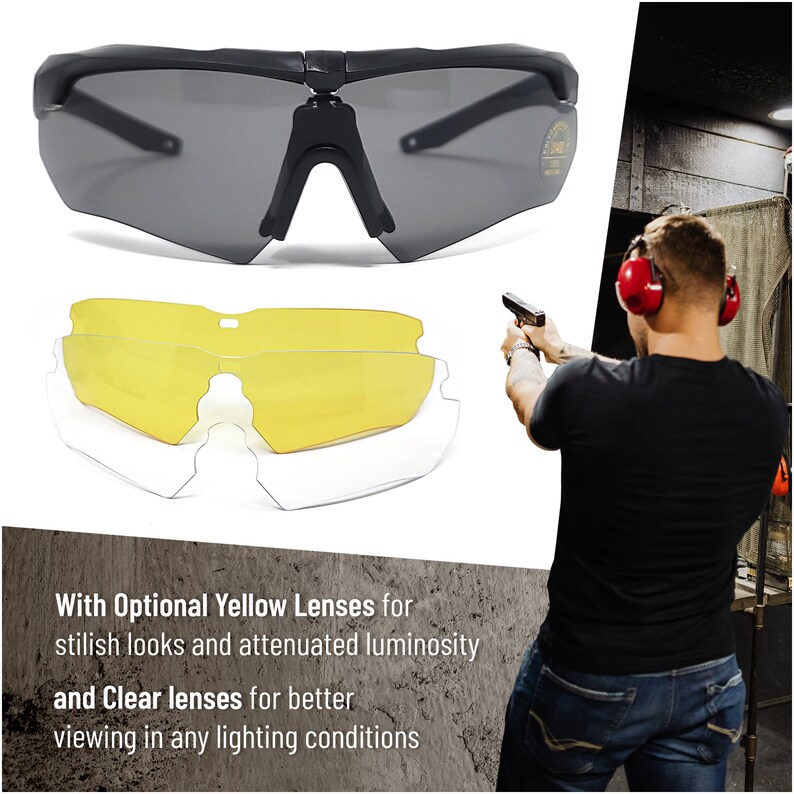 Tactical Eyewear 3 Interchangeable Lenses Outdoor Unisex Shooting ...