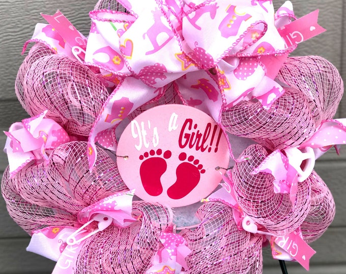 Baby Girl Ribbon Wreath - Etsy