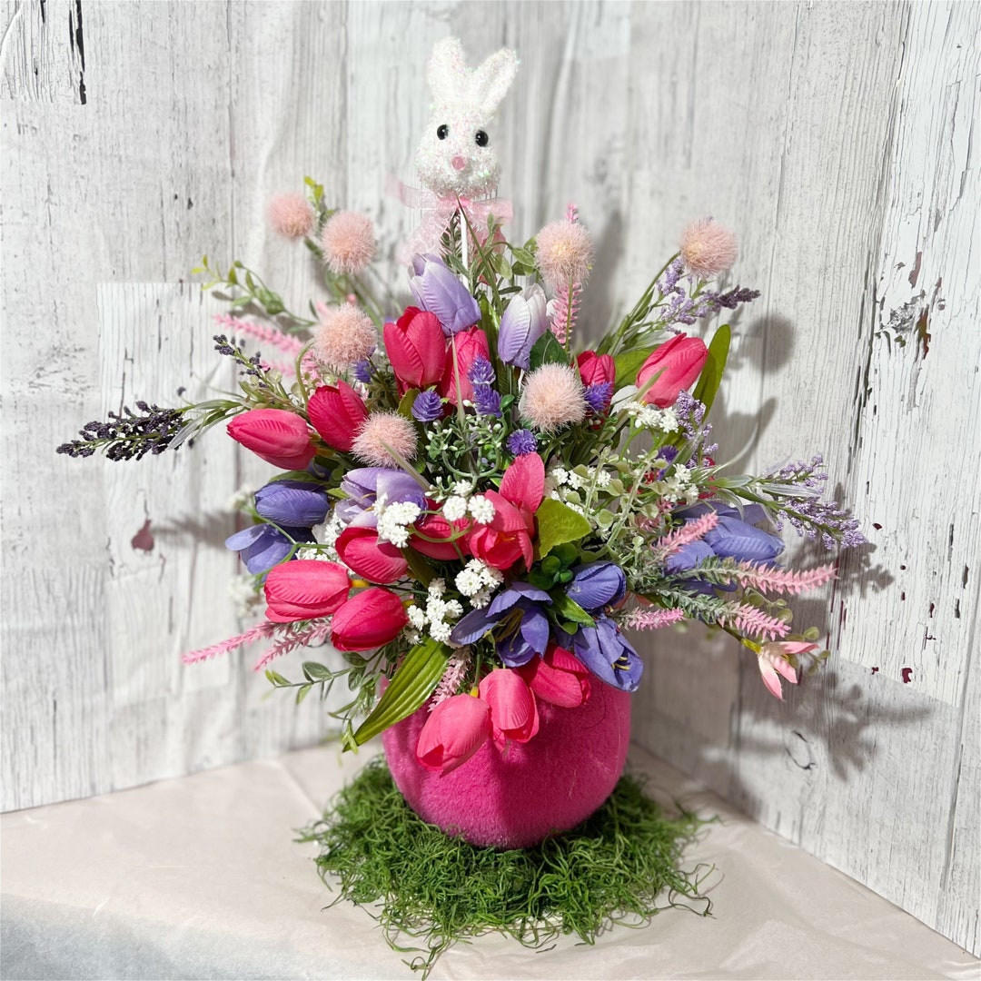 Spring Floral Centerpiece, Easter Floral Decor, Bunny Floral ...