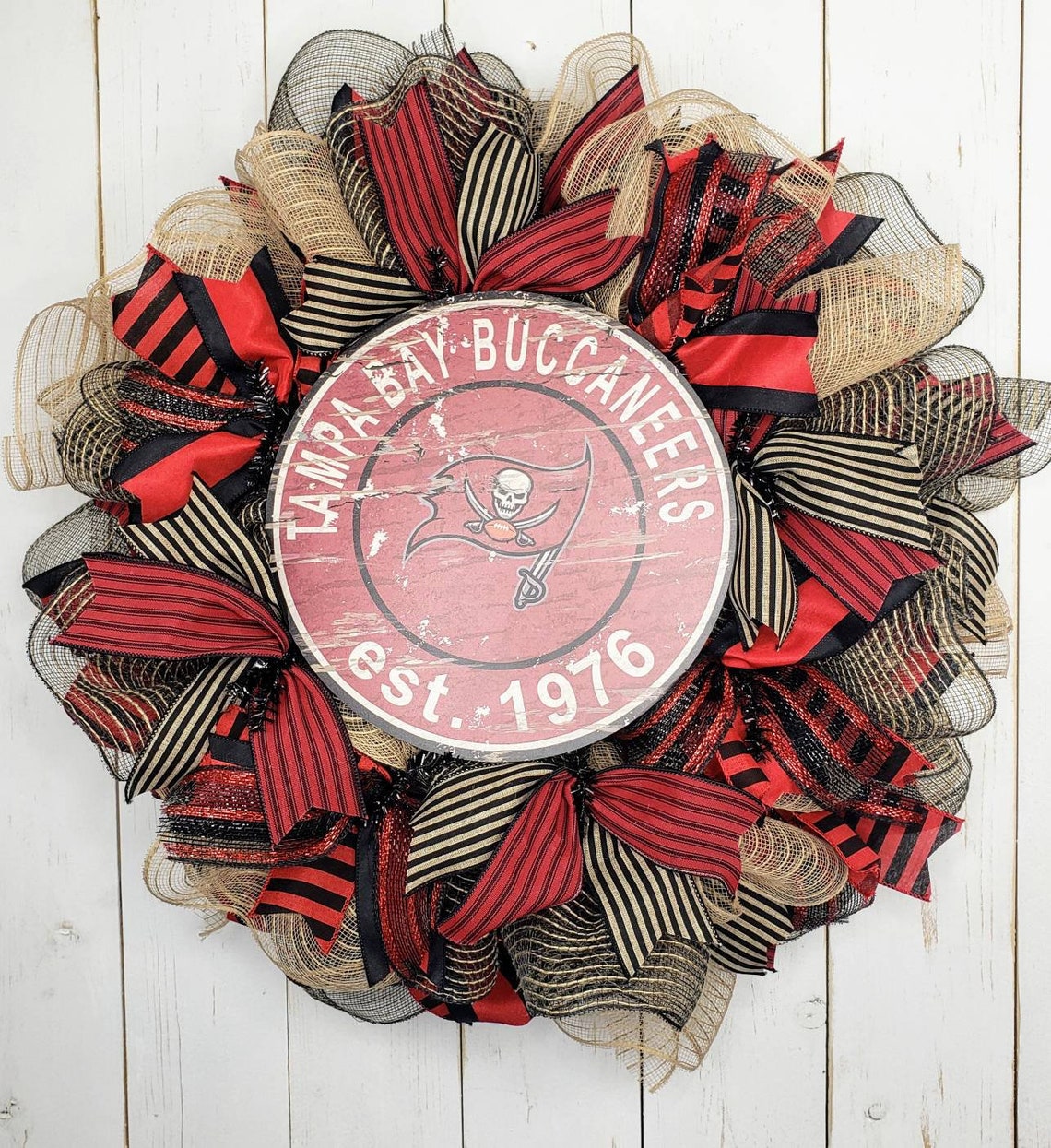 Tampa Bay Buccaneers Wreath, Deco Mesh, Sports Fan Door Decor - Etsy