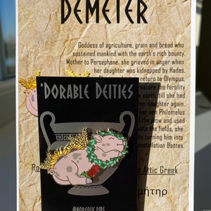 Demeter // Pig Greek God Hard Enamel Pin // Dorable Deities // 50mm ...