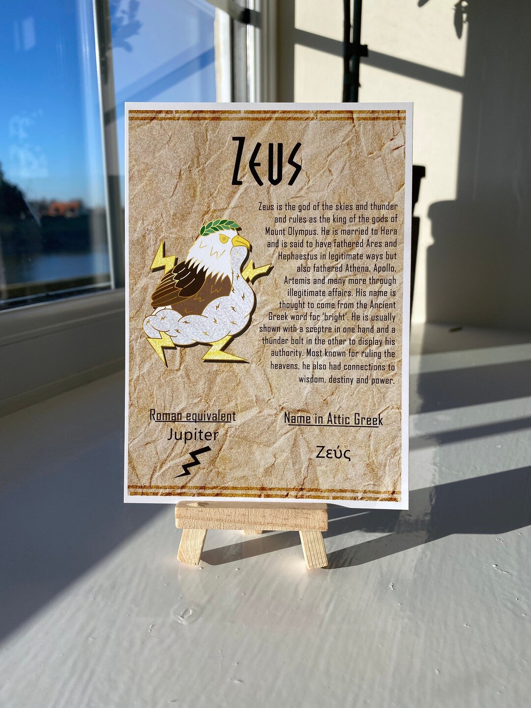 Zeus Postcard // Eagle Dorable Deities // A6 Glossy // Blank Back - Etsy UK