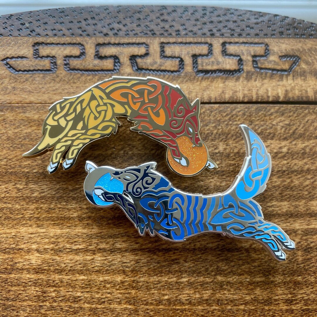 Skoll & Hati Wolf // Multibuy // Norse Icons Hard Enamel Pin // 55mm ...