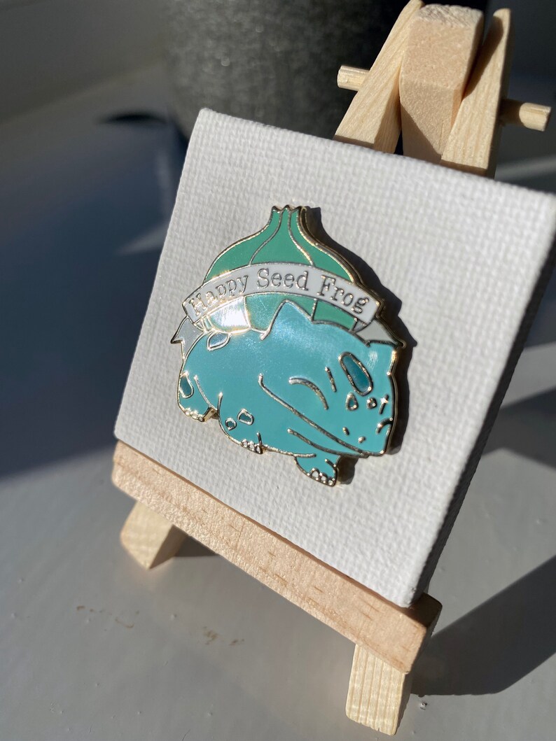 Bulbasaur Hard Enamel Pin // Happy Seed Frog // 35mm Wide // - Etsy