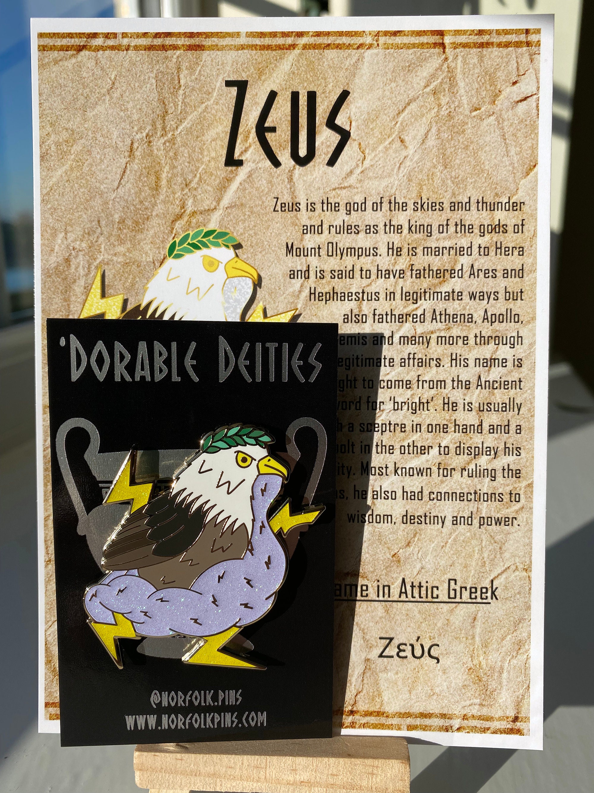 Zeus // Eagle Greek God Hard Enamel Pin // Dorable Deities // - Etsy