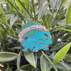 Bulbasaur Hard Enamel Pin // Happy Seed Frog // 35mm Wide // Gold ...