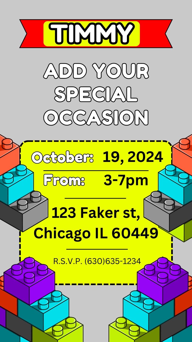 Lego Party Invitation Editable on Canva - Etsy