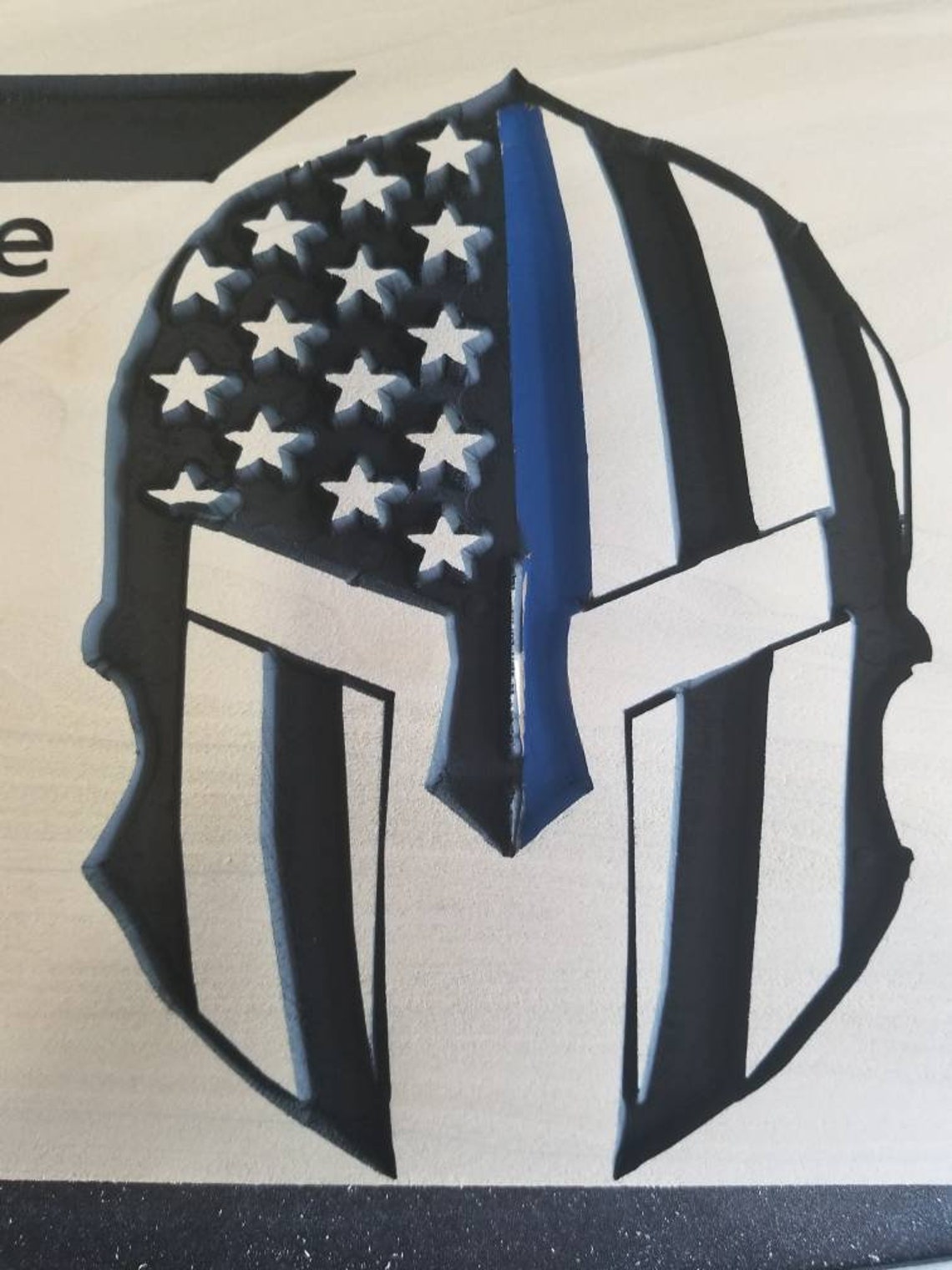 American Flag Thin Blue Line Spartan Warrior Sign - Etsy