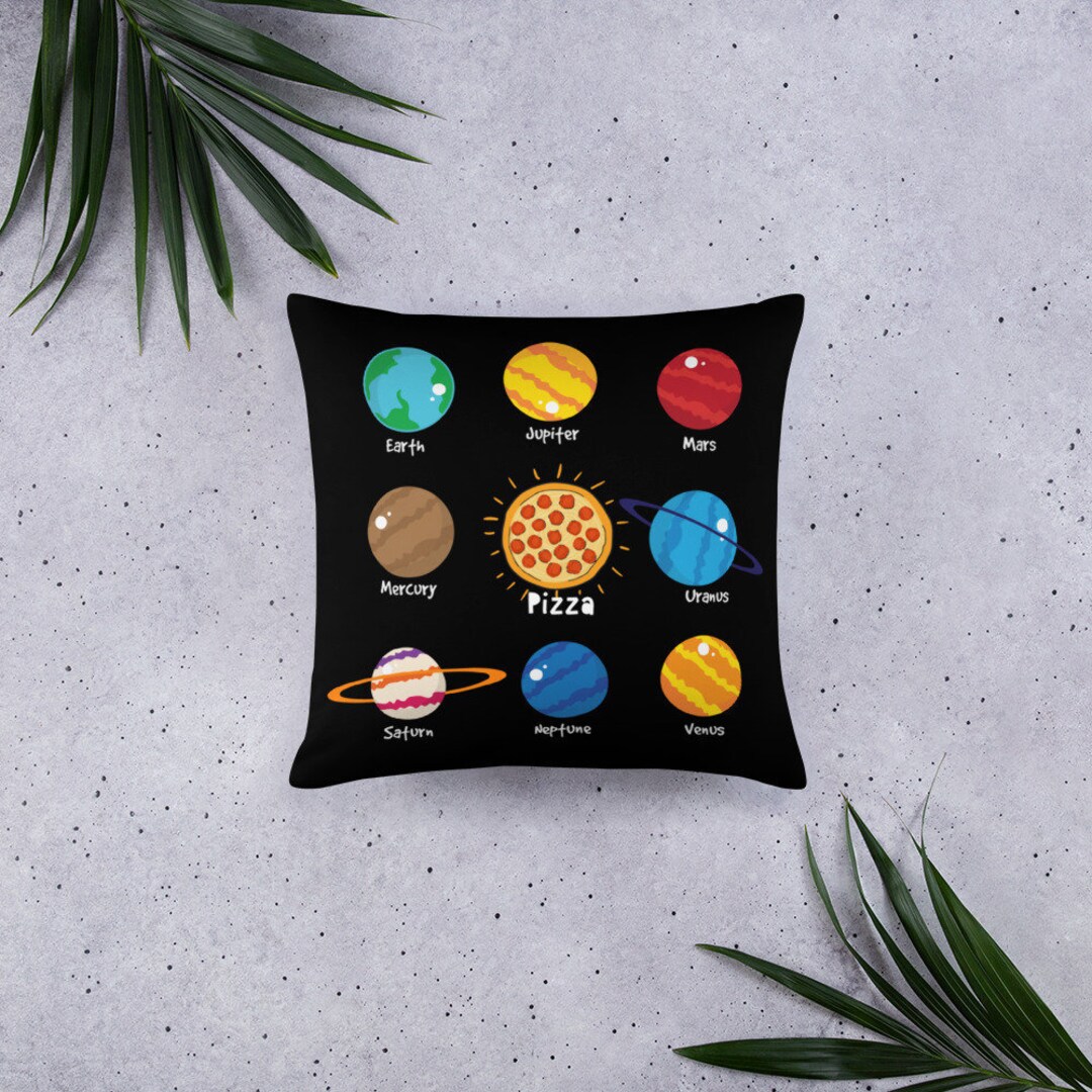 Pizza Sun Planets Outer Space Pillow, Pizza Lover, Pizza Party, Pizza ...