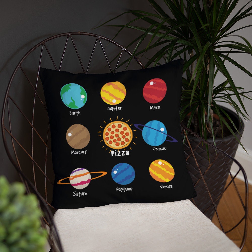 Pizza Sun Planets Outer Space Pillow, Pizza Lover, Pizza Party, Pizza ...