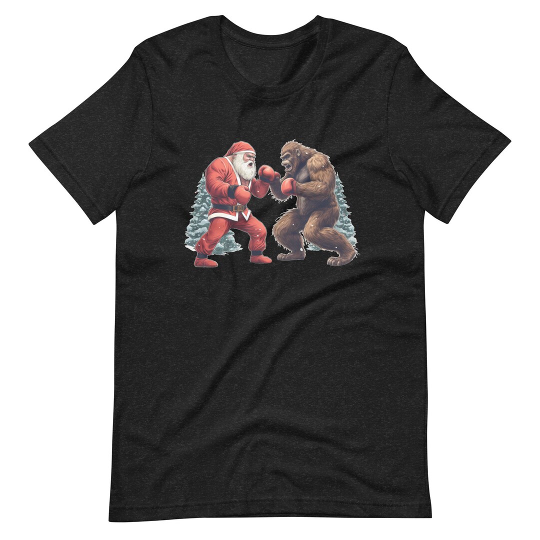 Santa Claus Boxing Bigfoot Sasquatch Christmas Short-sleeve Unisex T ...