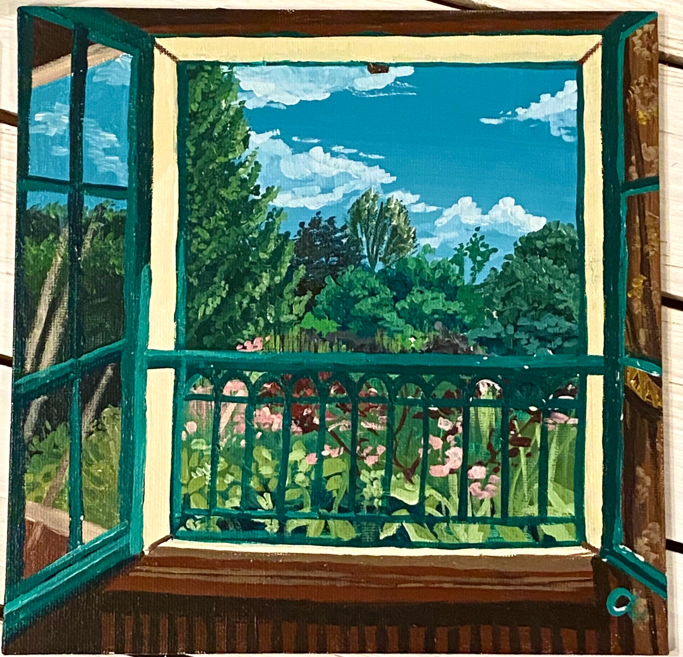 Window View of Giverny, Claude Monet Gardens, Balcony Acrylic Painting ...