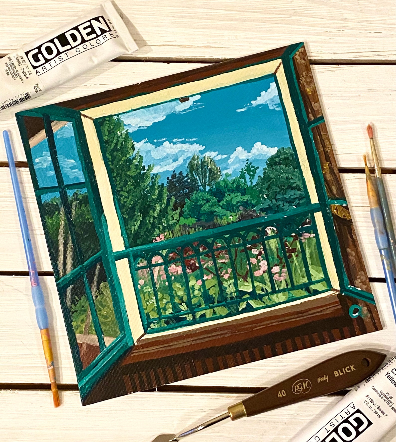 Window View of Giverny Claude Monet Gardens Balcony Acrylic - Etsy