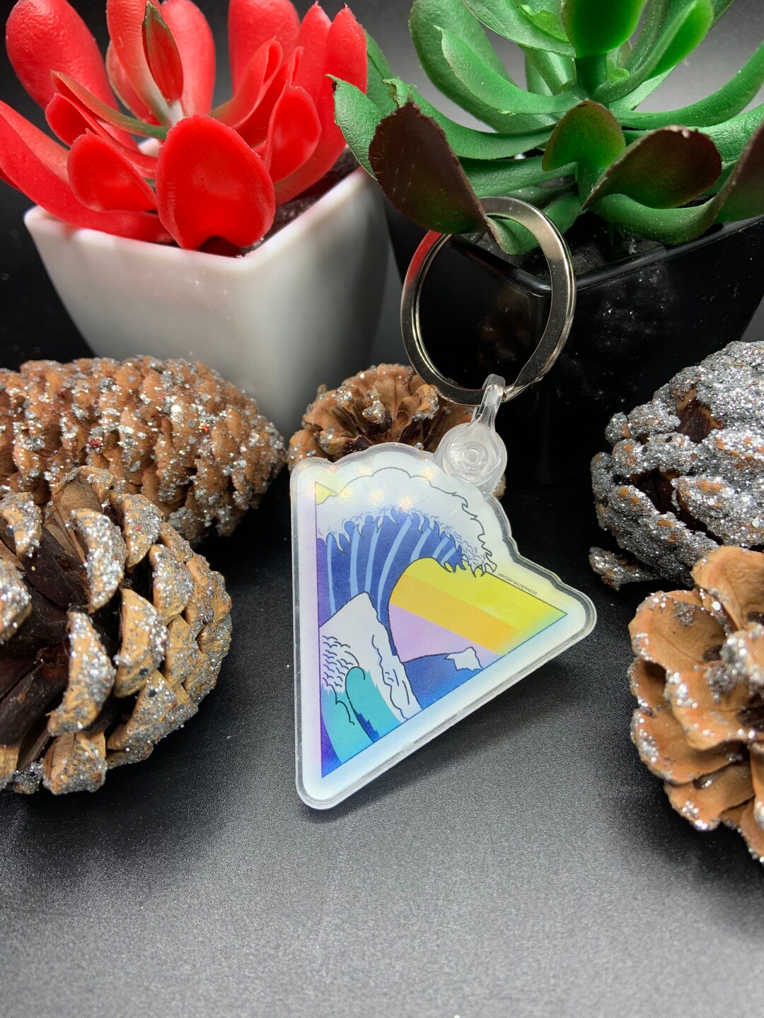 Ocean Waves Keychain - Etsy